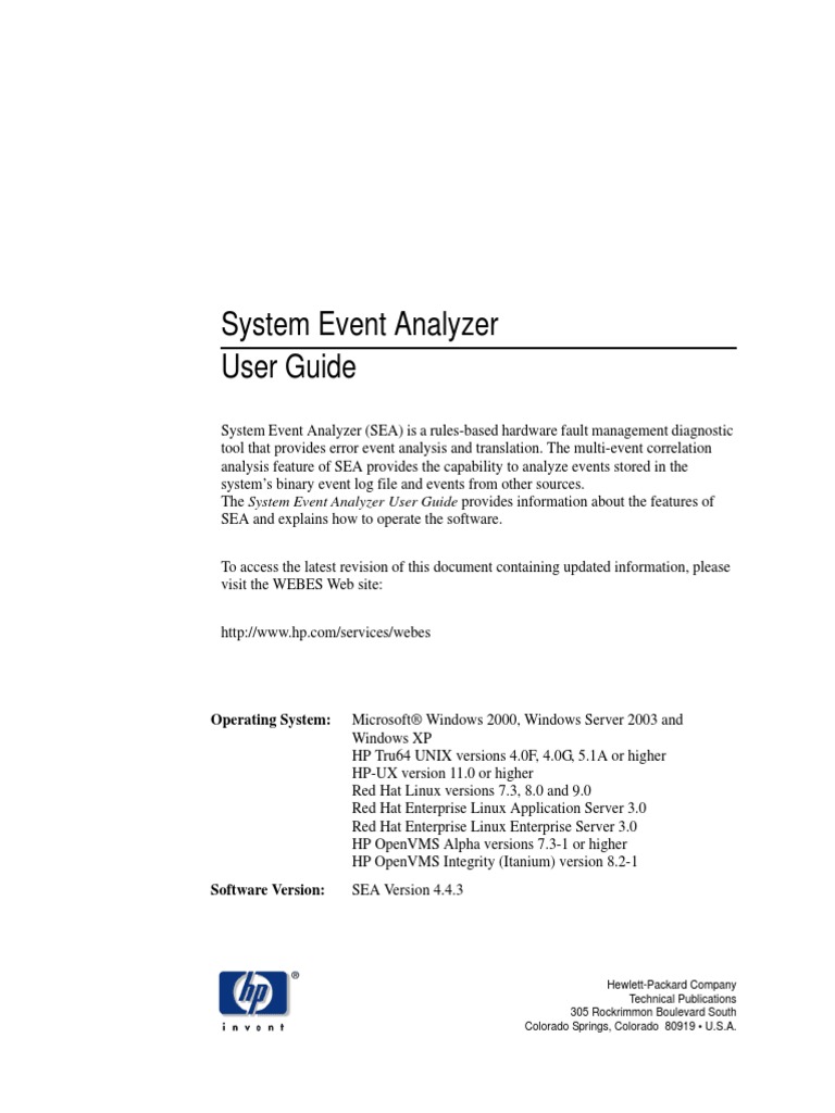 System Event Analyzer User Guide | PDF | Hewlett Packard | Software