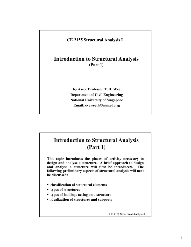 Introduction To Structural Analysis-Part 1 | PDF | Beam (Structure) | Truss