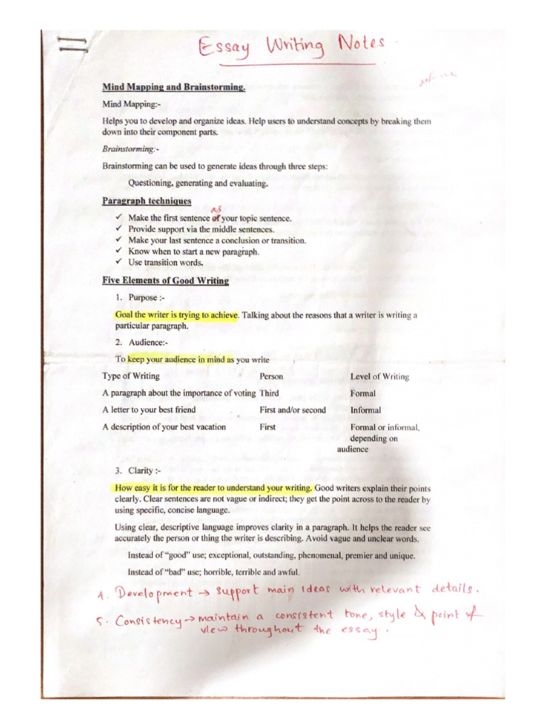 Essay Writing Notes | PDF