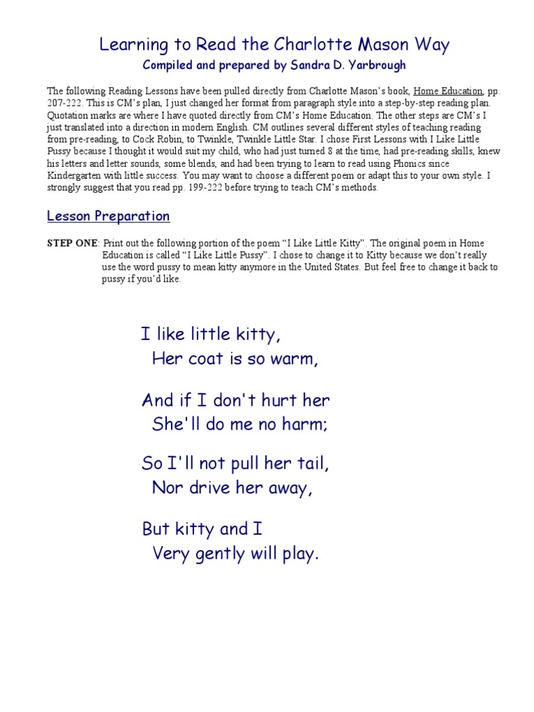 First Lesson - Charlotte Mason | PDF | Charlotte Mason | Spelling