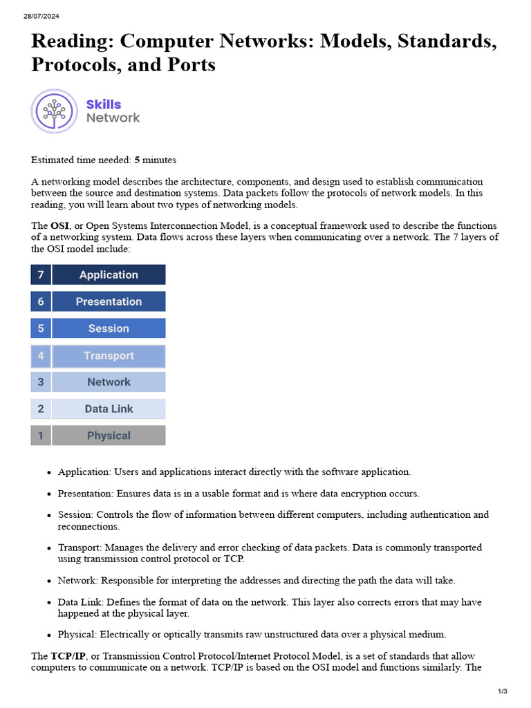 COMPUTER NETWORKS MODELS STANDARD | PDF