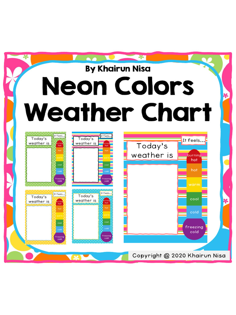 BrightColorsWeatherChartNeonColorfulPostersSignsClassroomDecorTheme-1 | PDF