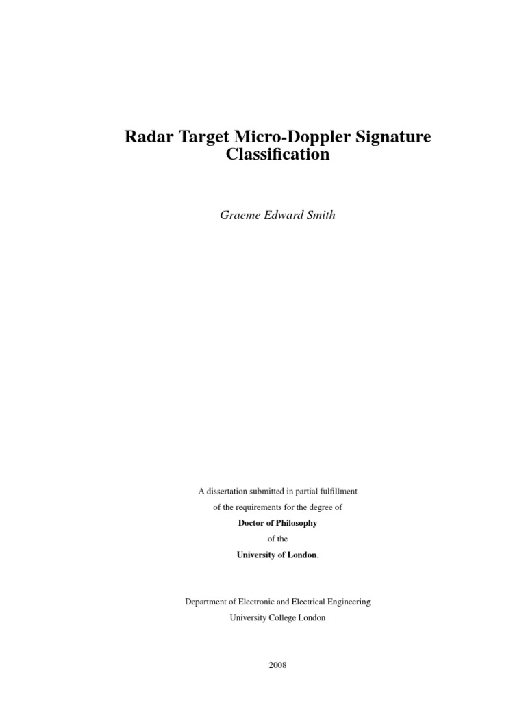 Radar Target Micro-Doppler Signature Classification | PDF | Radar ...