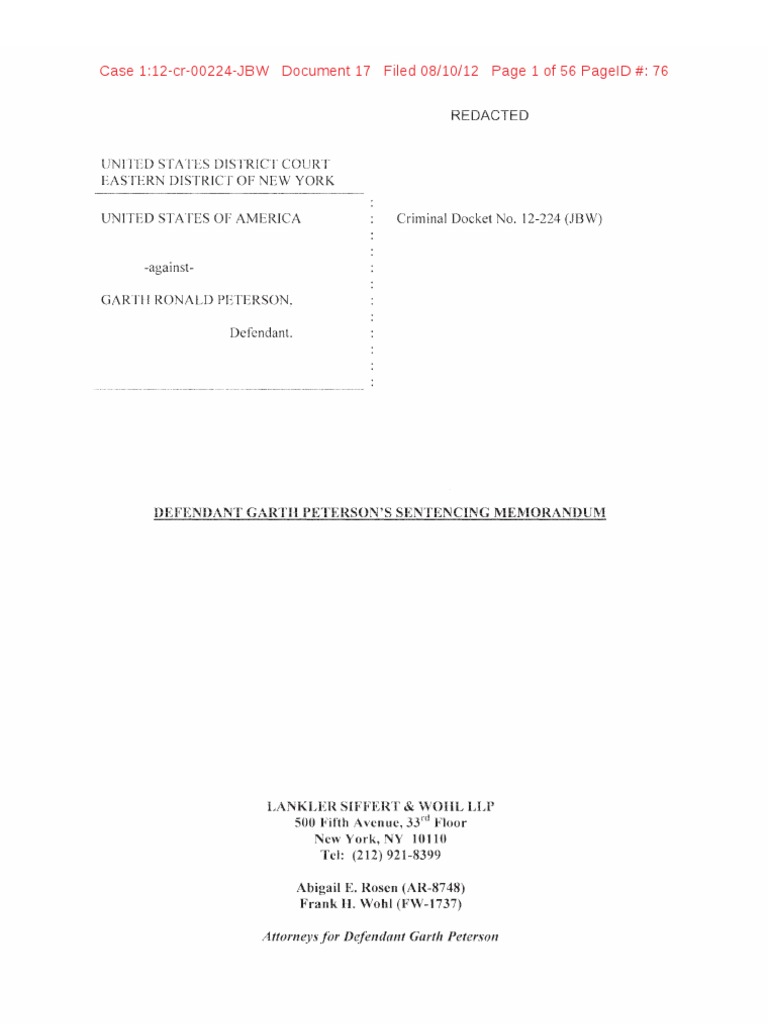 Garth Peterson Sentencing Memo | PDF | Morgan Stanley | United States ...