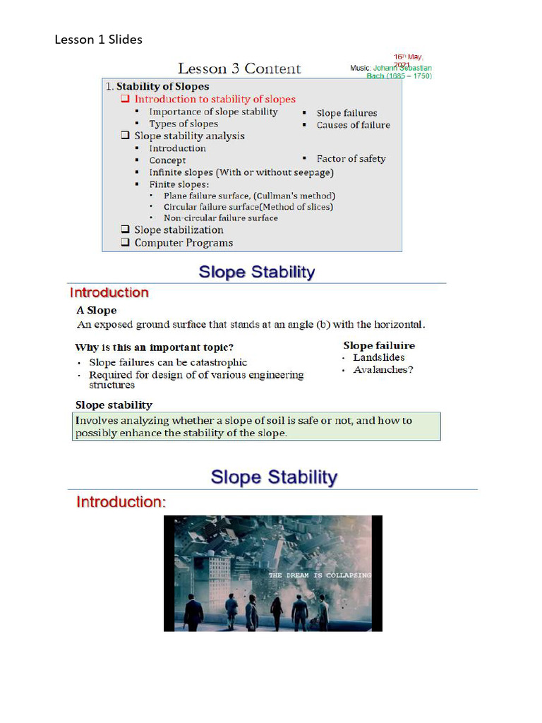 Lesson 3 Slides Slope Stability | PDF