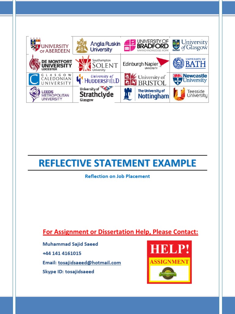 Reflective Statement (Reflection On Job Placement) | PDF | Learning ...