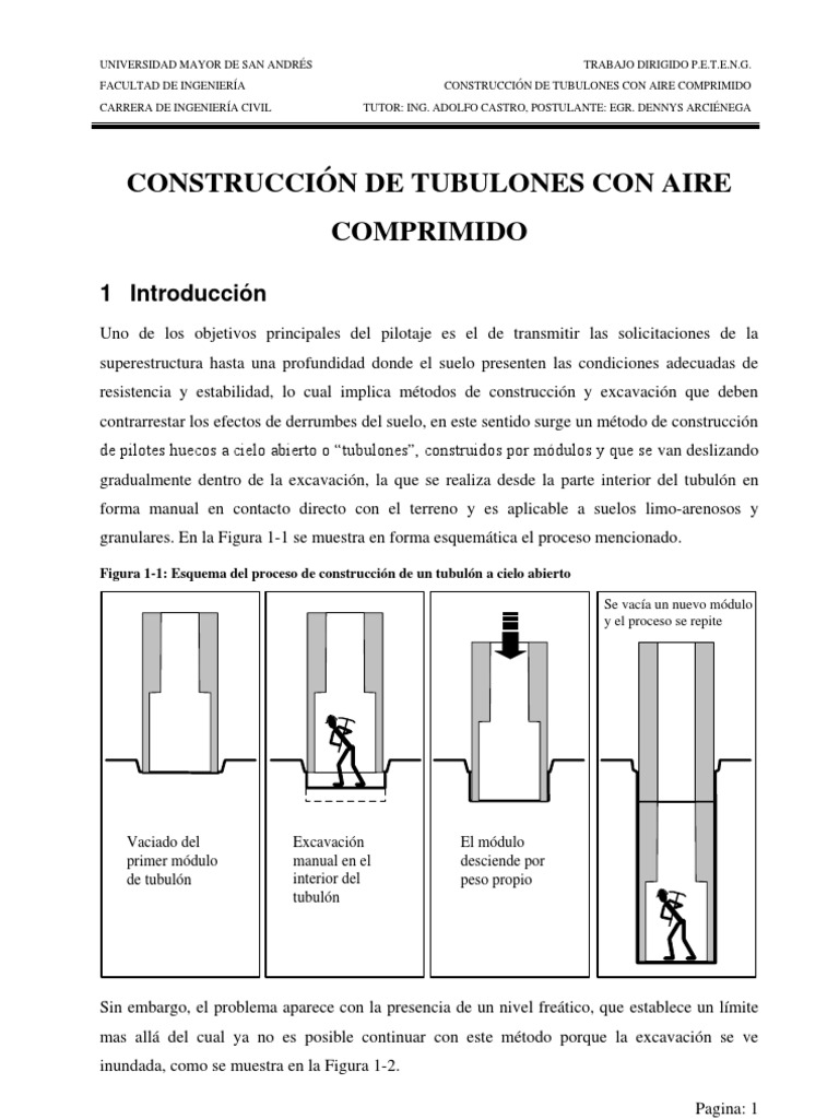 Construcción de Tubulones con Aire Comprimido | PDF | Excavación ...