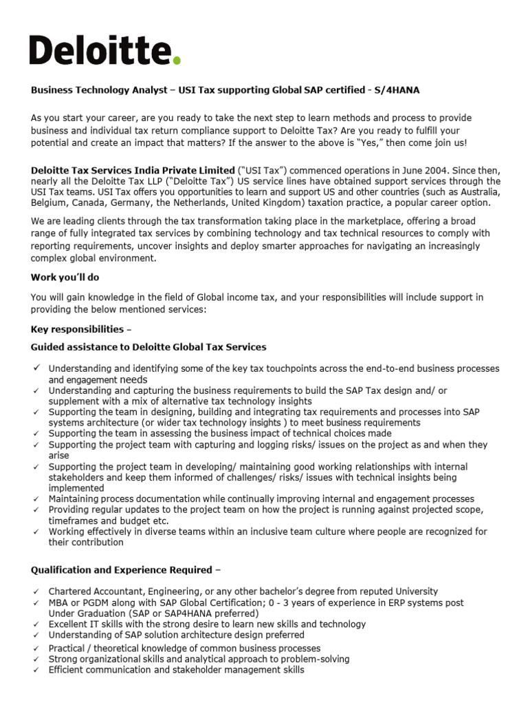 Deloitte Tax Ttc-Erp Fte JD Mba | PDF | Taxes | Community