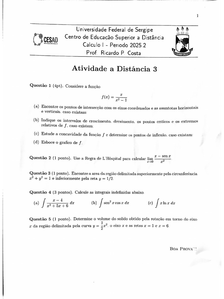 atividade A3 de cálculo | PDF