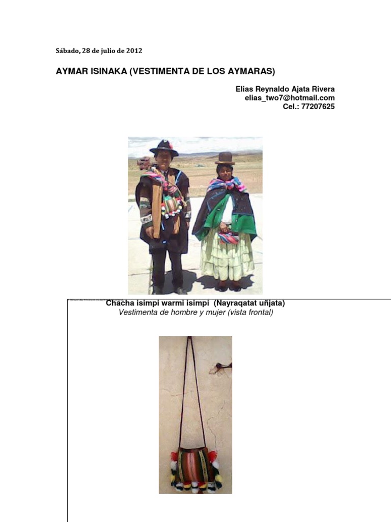 AYMAR ISINAKA (VESTIMENTA DE LOS AYMARAS)