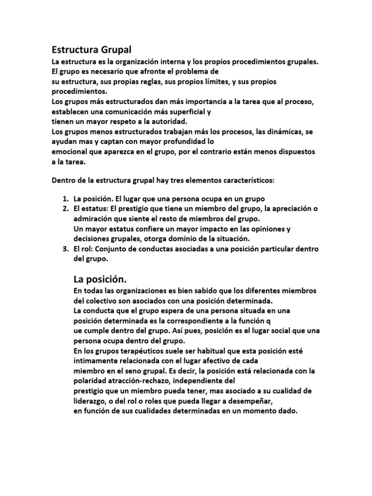 Estructura Grupal | PDF | Conflicto (proceso) | Aprendizaje