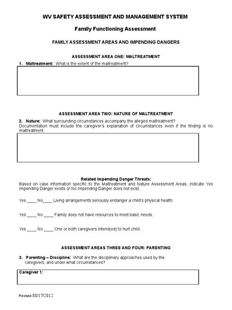 West Virginia CPS - Family Functioning Assessment - Rev 2012 | PDF ...