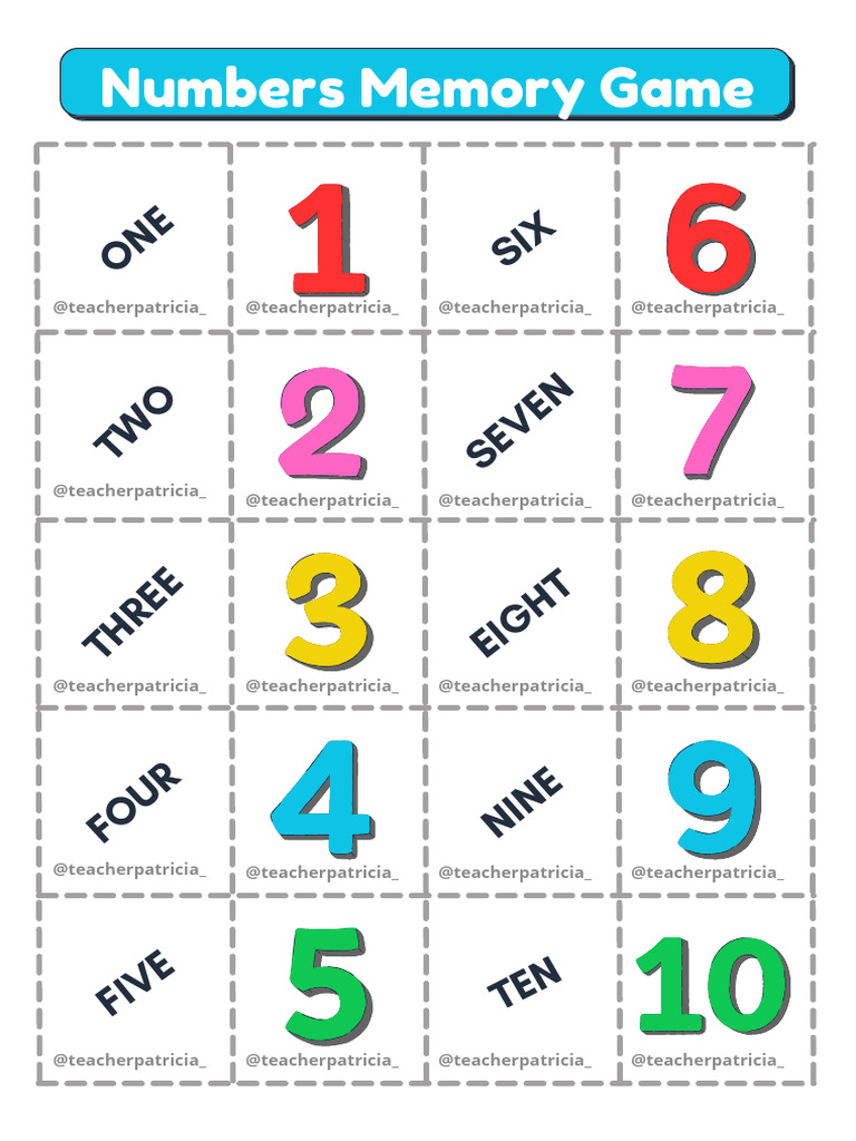 Memory Game - Numbers | PDF
