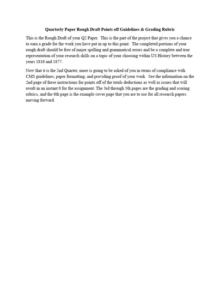 Q2 Rough Draft Rubric | PDF | Citation | Publishing
