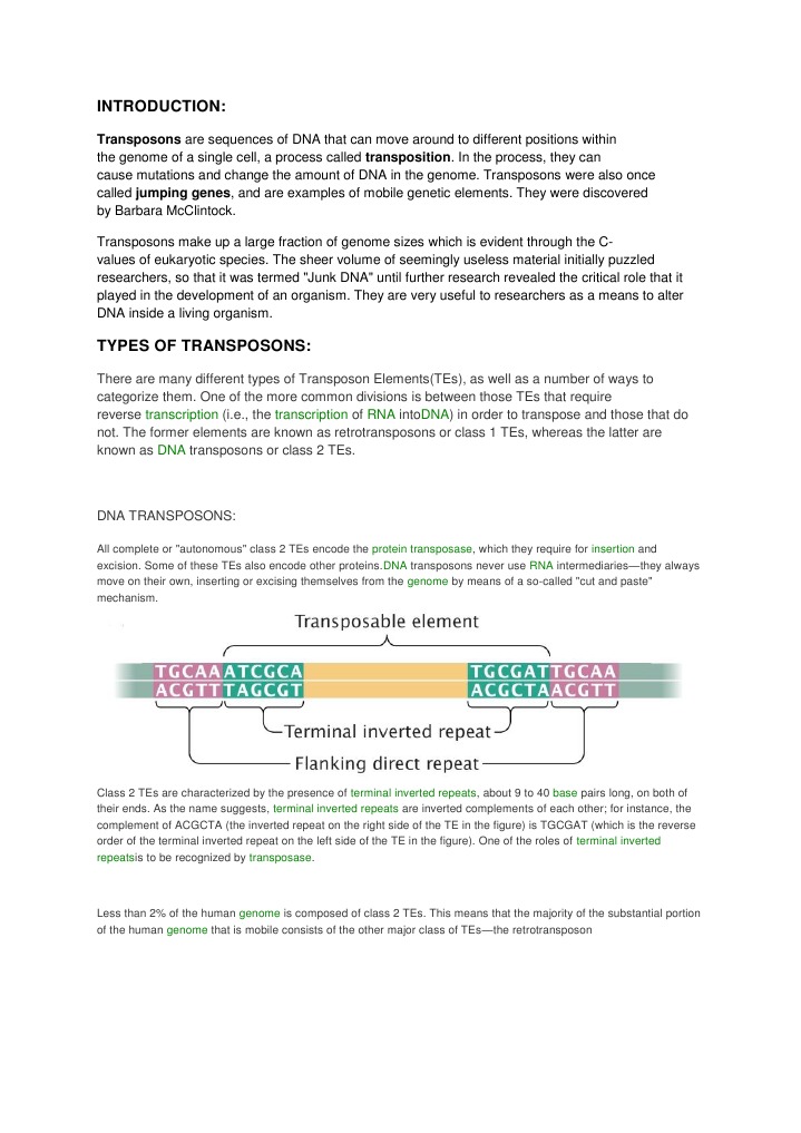 Transposons (Jumping Genes) | PDF | Transposable Element | Genetics