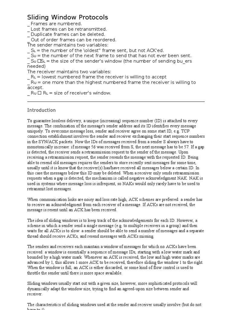 Sliding Window Protocols | PDF | Transmission Control Protocol | Telecommunications