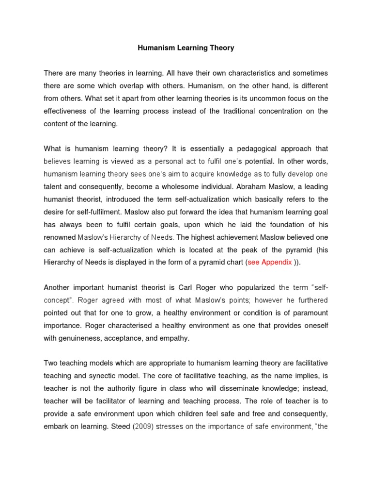 Humanism Learning Theory Final | PDF | Self Actualization | Learning Theory (Education)