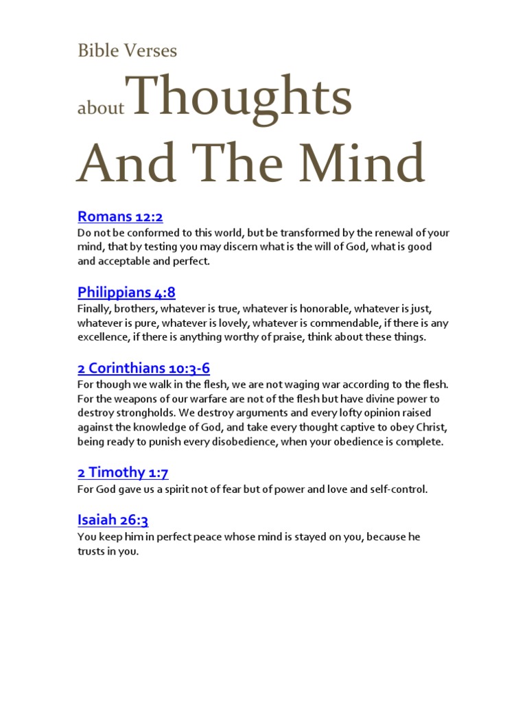 Bible Verses About Thoughts and the Mind | Bible Content | Religious ...