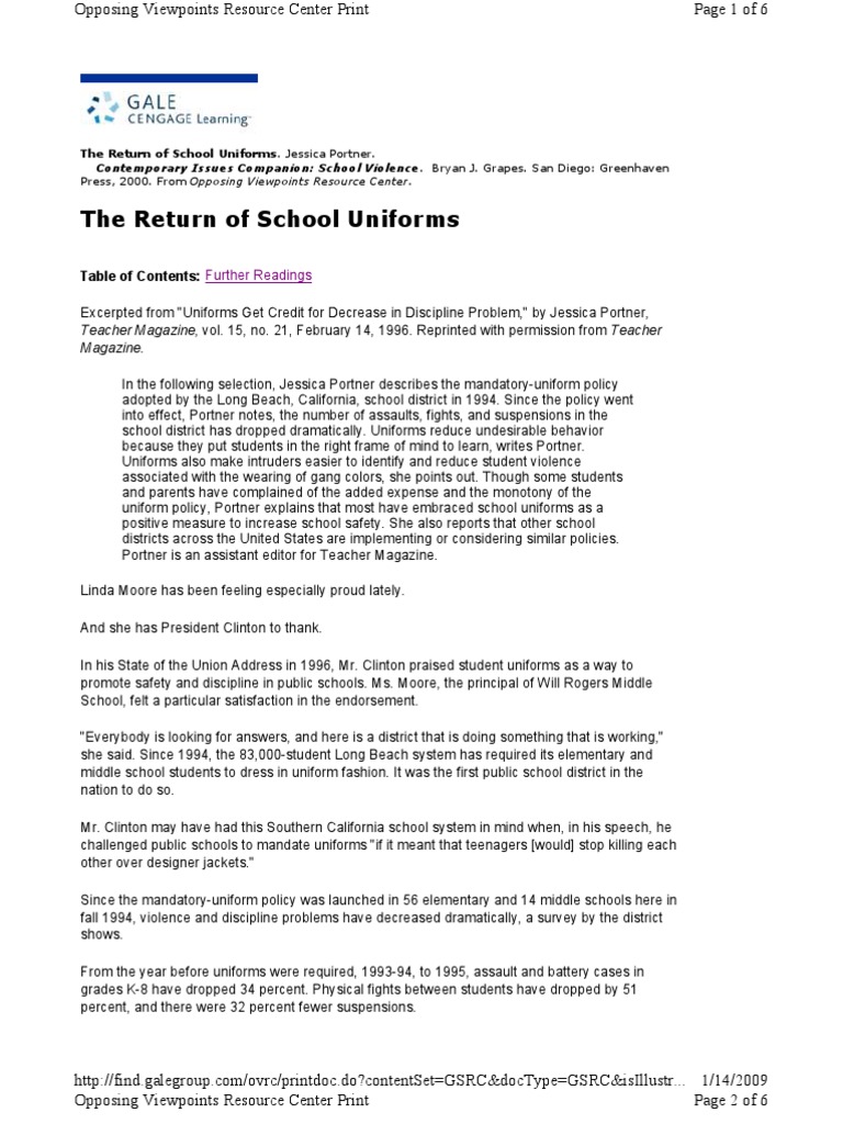 The Return of School Uniforms | PDF | Clothing | Fashion