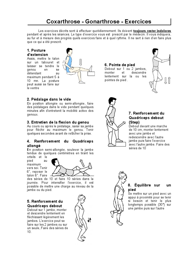 (Coxarthrose, Gonarthrose) Exercices | PDF