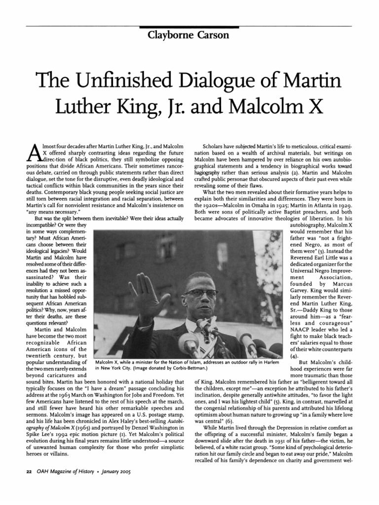 The Unfinished Dialogue of Martin Luther King, Jr. and Malcolm X | PDF ...
