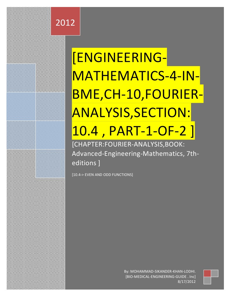 Engineering Mathematics 4 in Bme, CH 10, Fourier Analysis, Section No ...