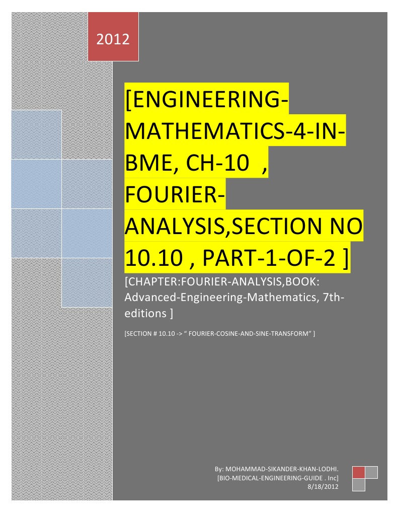 Engineering Mathematics 4 in Bme, CH 10, Fourier Analysis, Section No 10.10, Part 1 of 2 | PDF