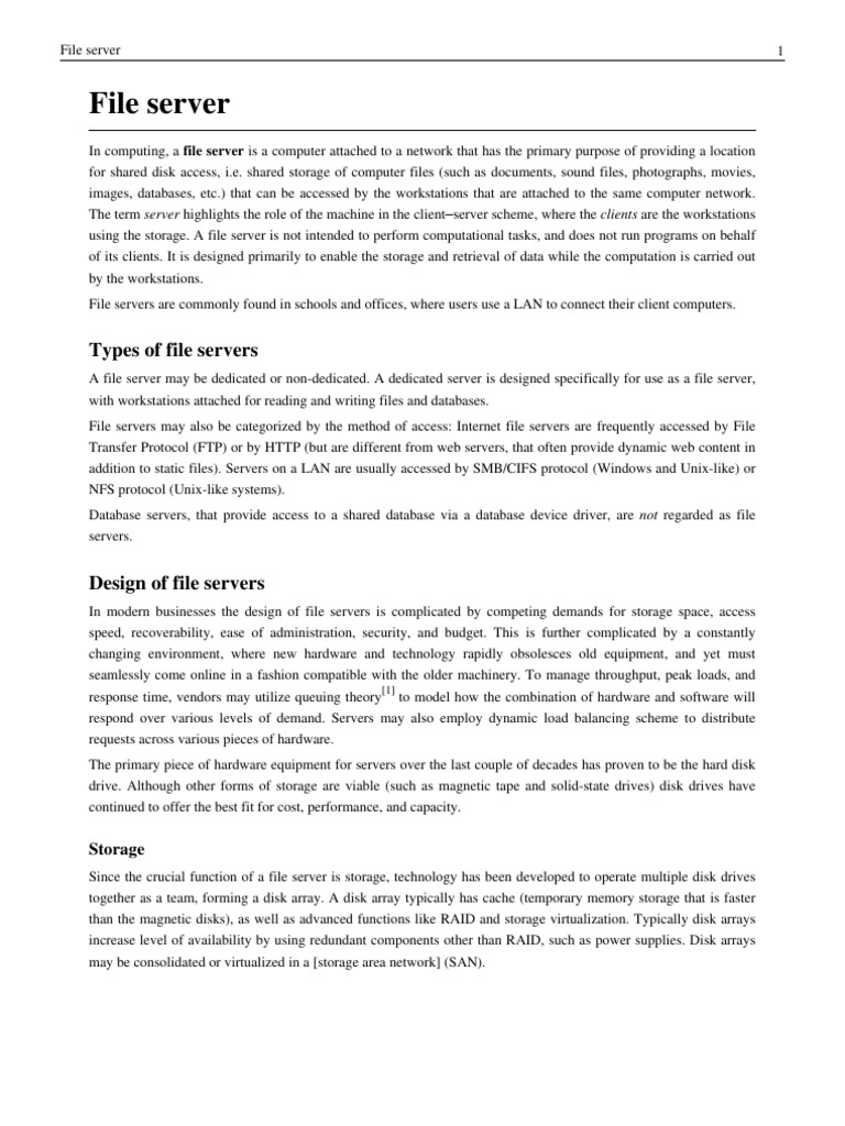 File Server From Wikipedia en | PDF | Web Server | Internet & Web