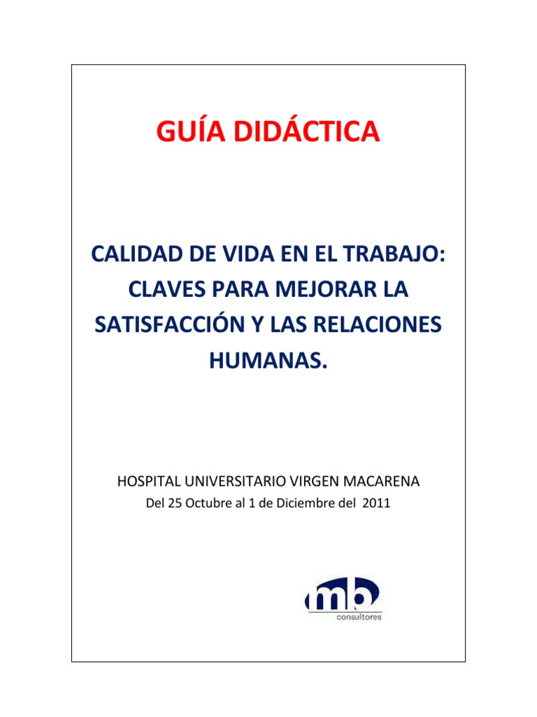 Taller Sobre Calidad de Vida en El Trabajo | PDF | Motivación ...