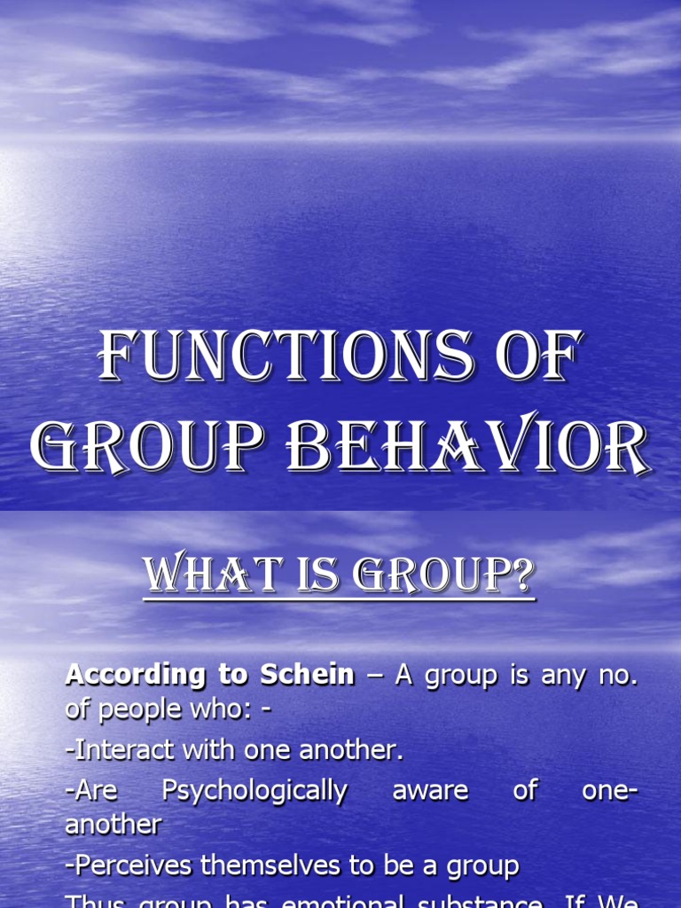 Functions of Group Behavior | PDF | Group Cohesiveness | Leadership