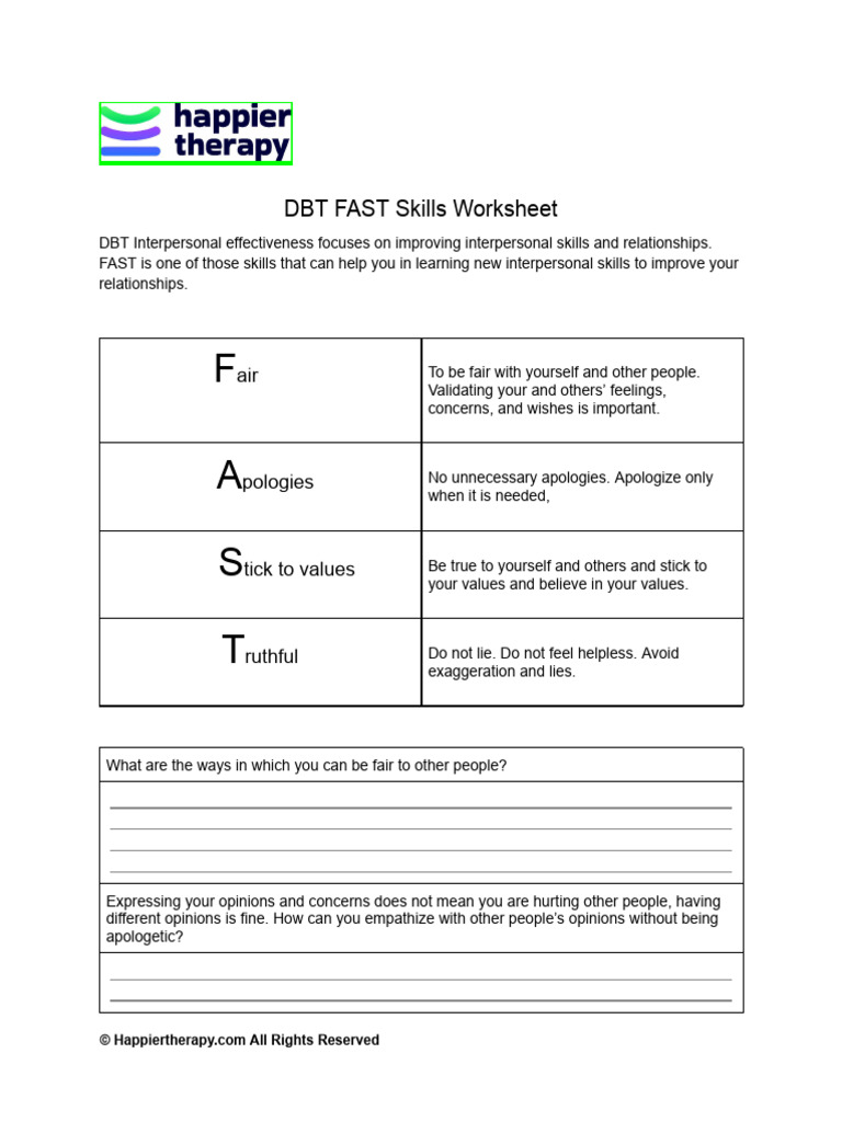 DBT FAST Skills Worksheet | PDF