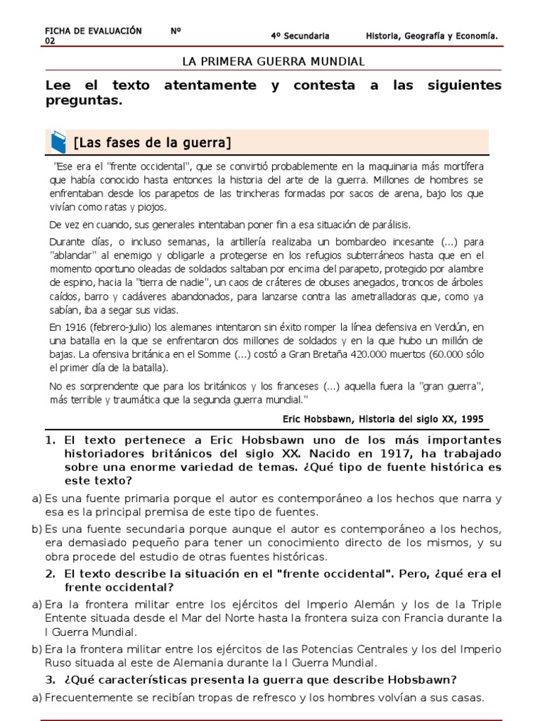 Sesión #02 La I Guerra Mundial | PDF | Primera Guerra Mundial | Austria ...