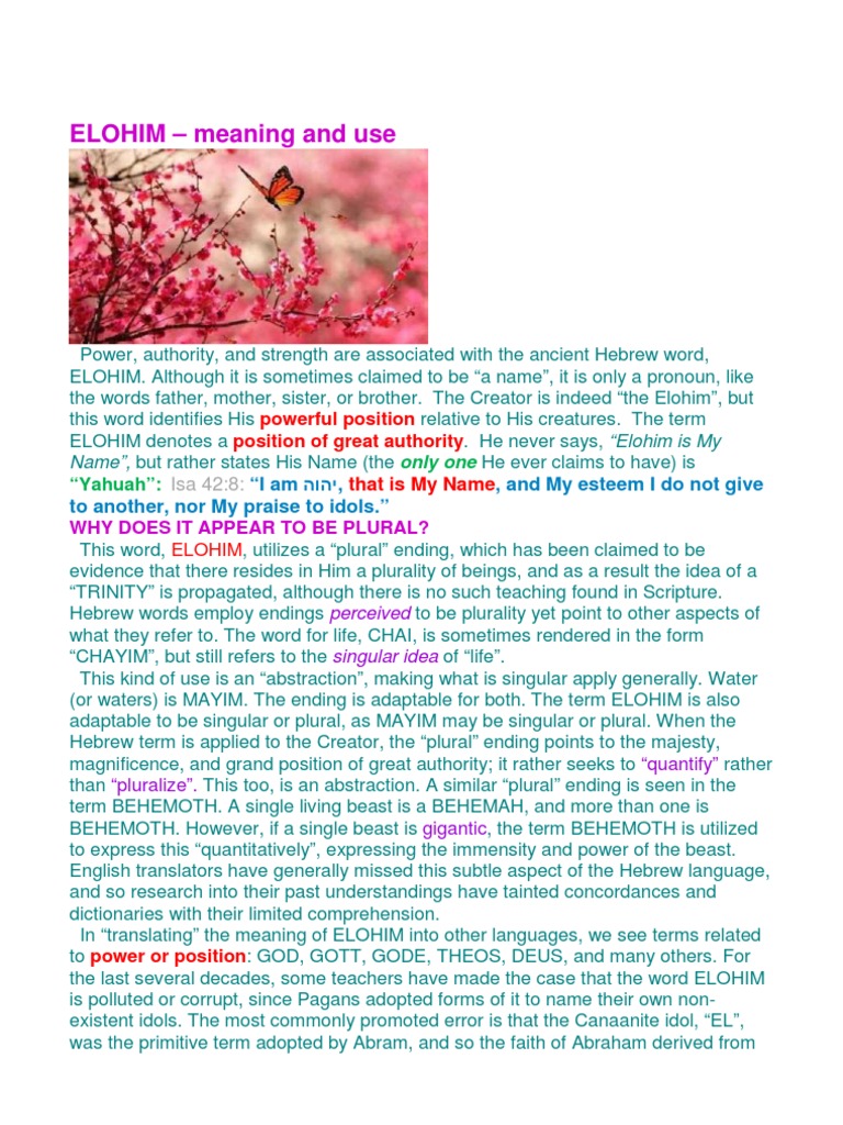 Elohim Meaning and Use | PDF | Hebrew Bible | Religious Belief And Doctrine