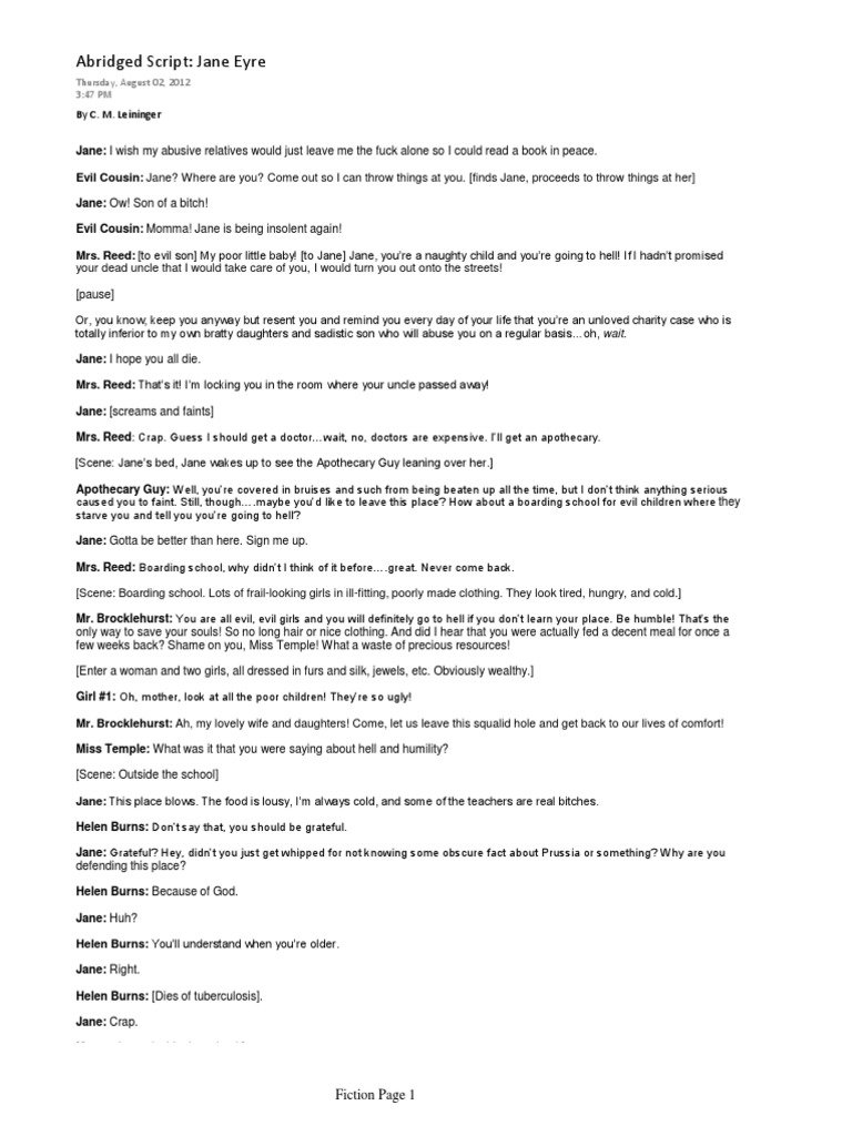 Abridged Script Jane Eyre | PDF | Jane Eyre