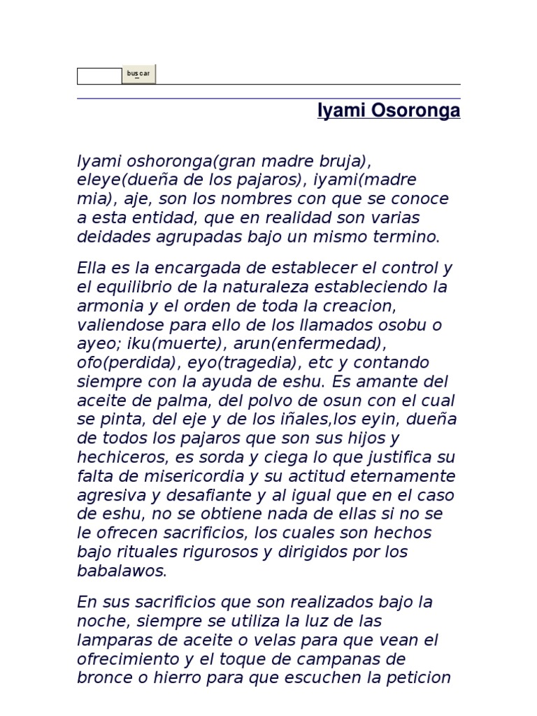 Iyami Osoronga | PDF | Homo Sapiens | Religión y creencia