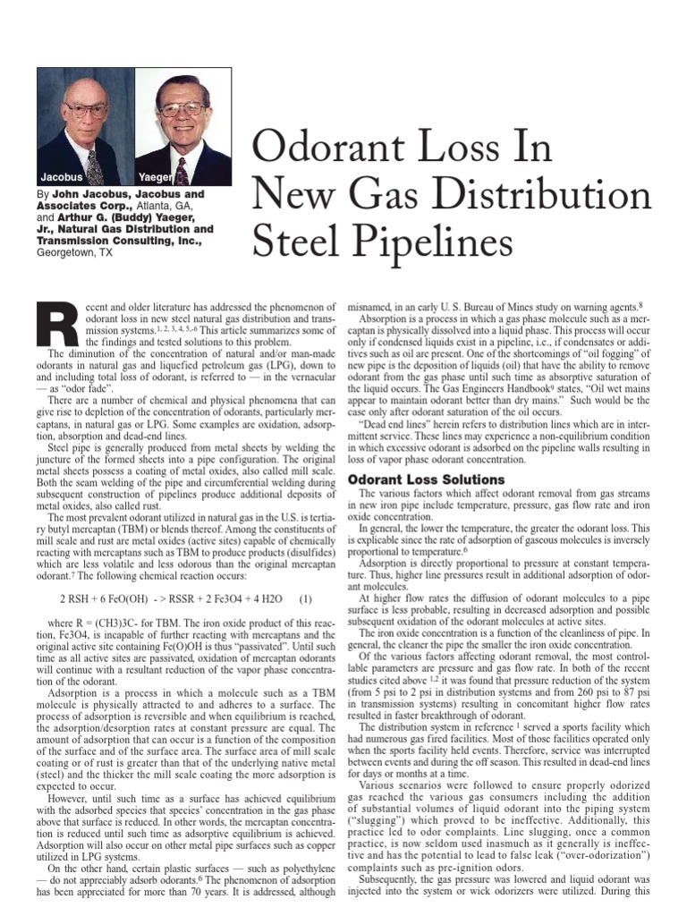 Odorant | PDF | Adsorption | Natural Gas