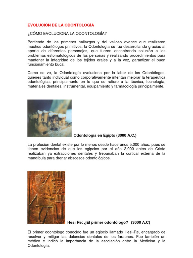 Evolucion de La Odontologia | Odontología | Diente humano Evolucion de La Odontologia | Odontología | Diente humano