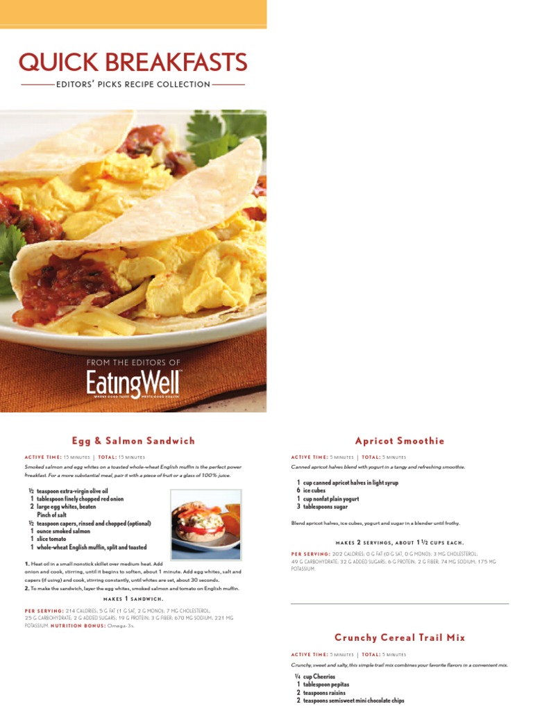 Quick Breakfasts: Editors Picksrecipecollection | PDF | Potassium ...