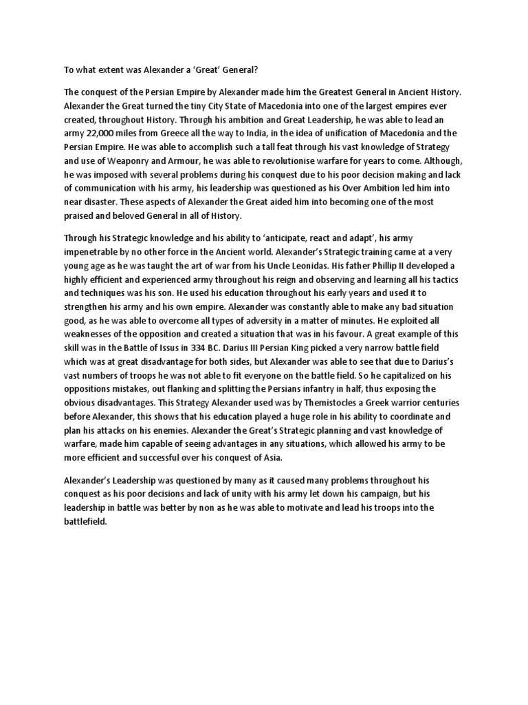 Alexander The Great Essay | PDF | Alexander The Great | Achaemenid Empire