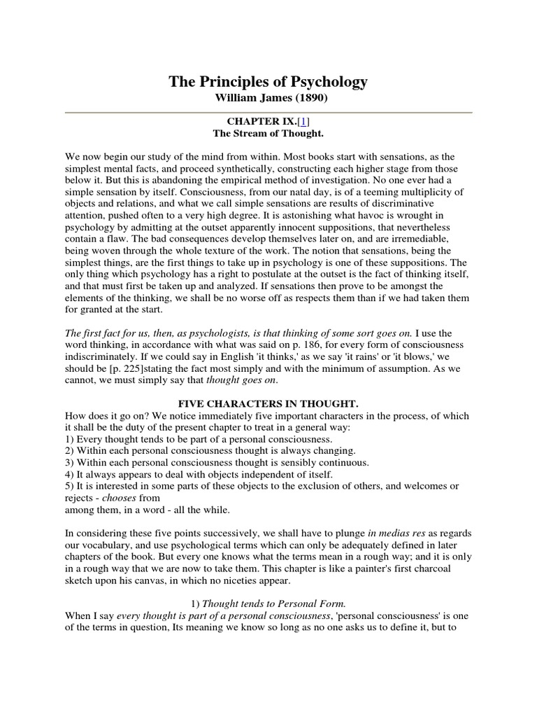 The Principles of Psychology-The Stream of Thought | PDF ...