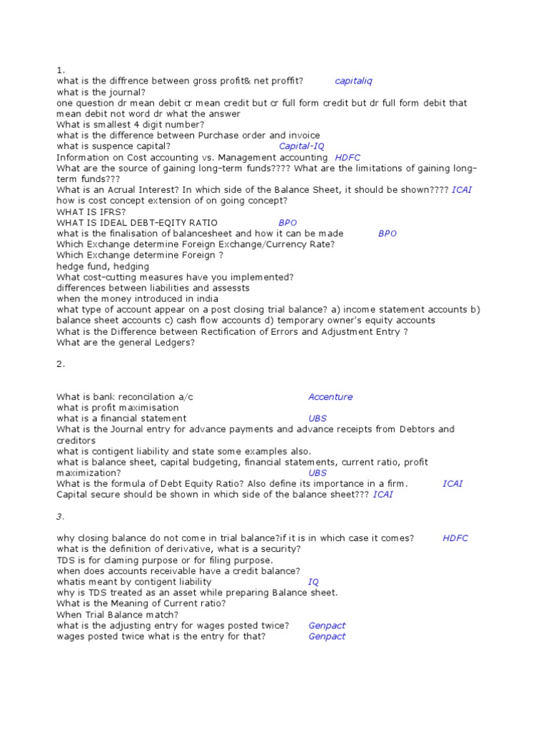 20 - Vvimp Interview Questions | PDF | Debits And Credits | Expense