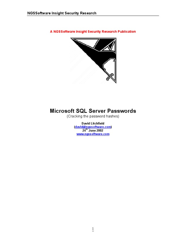 Sql Server 2000 Cracking Sql Passwords Pdf Password Computer Programming 