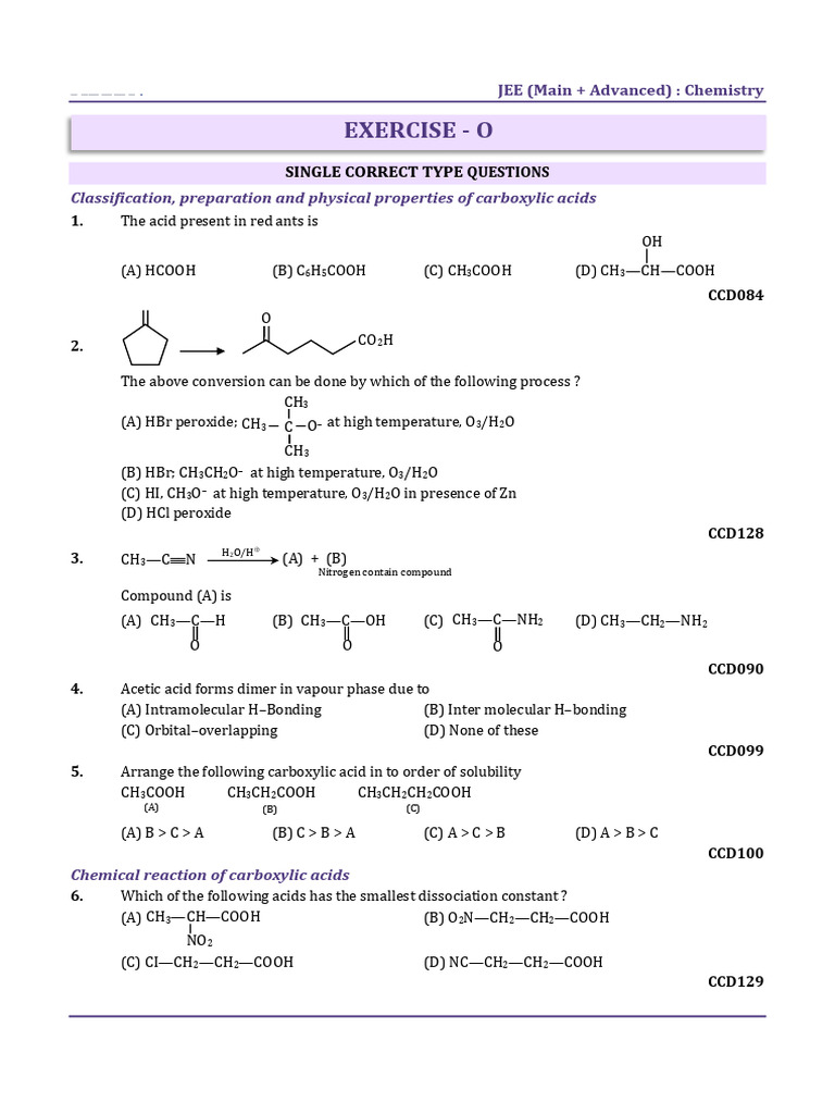 Exercise_ Carboxylic Acids and Its Derivatives | PDF | Carboxylic Acid ...