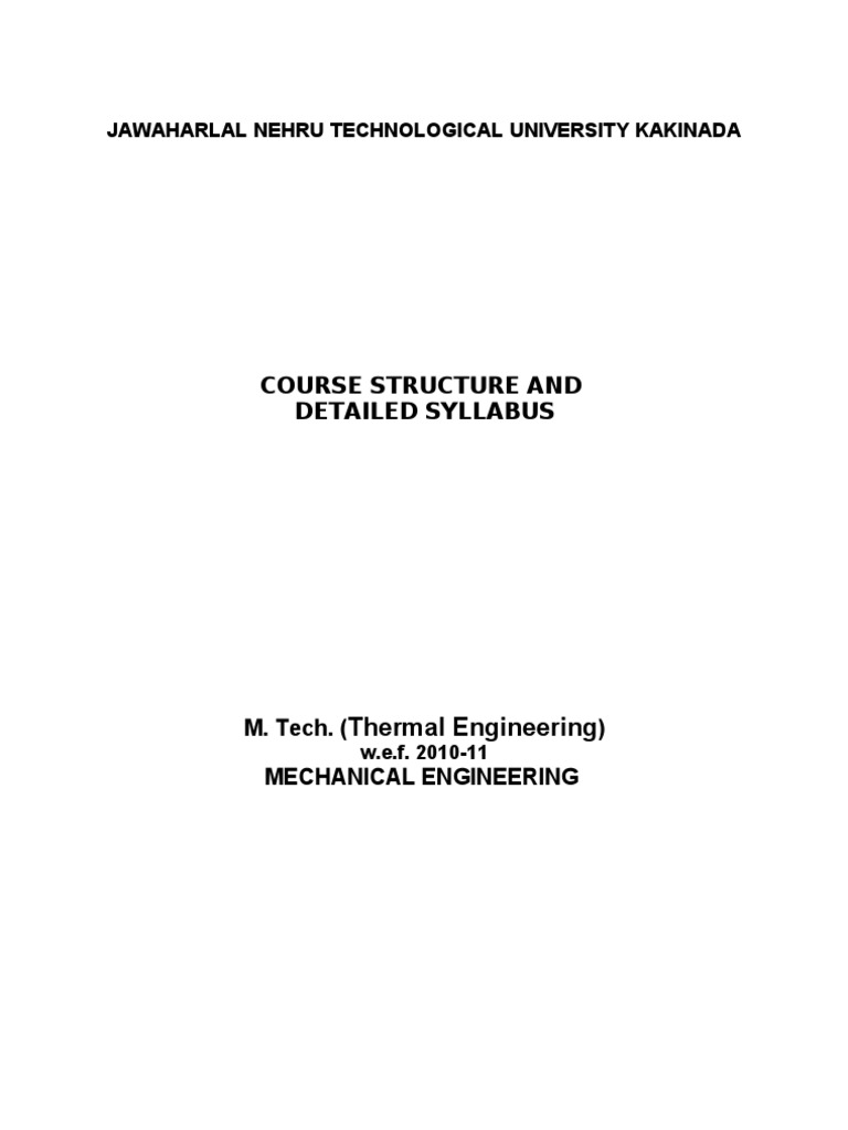 JNTUK - Academics & Planning - M.tech (Mechanical Engineering) - Thermal Engineerign Syllabus ...