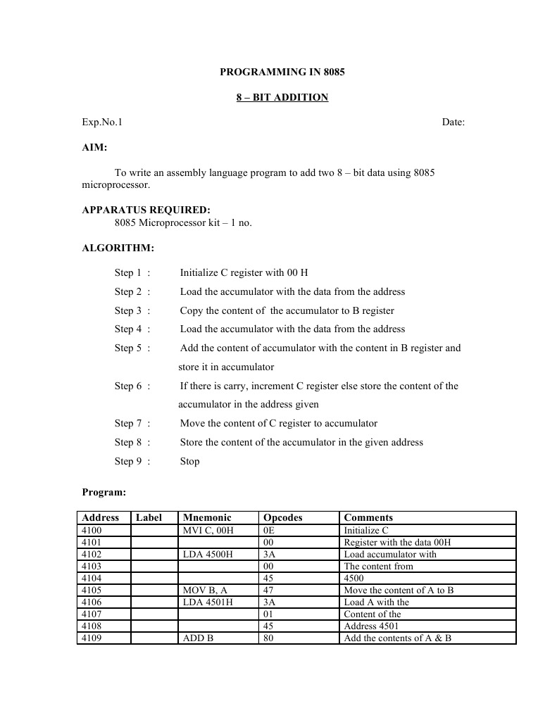 Programming With 8085 | PDF | Assembly Language | Computer Data