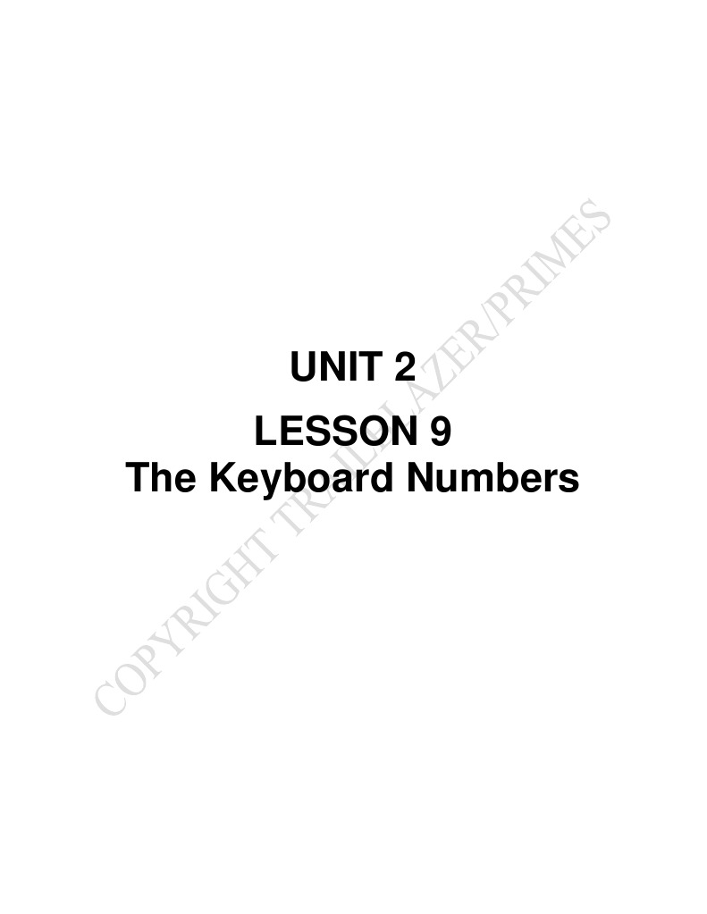 Unit 2 Lesson 9 The Keyboard Numbers | PDF | Computer Keyboard | Curriculum