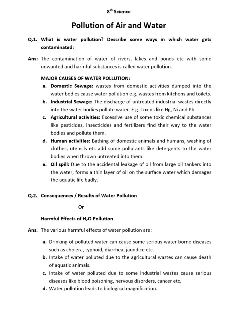 8th Pollution of Air and Water | PDF | Water Pollution | Soil