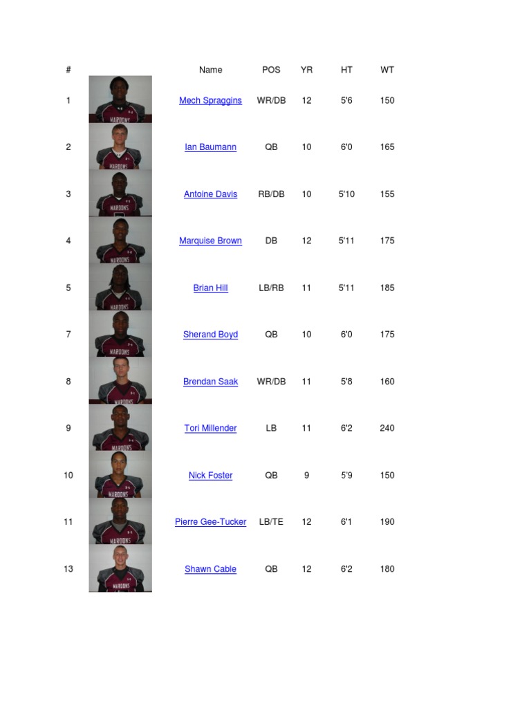 High School Football Player Profiles | PDF