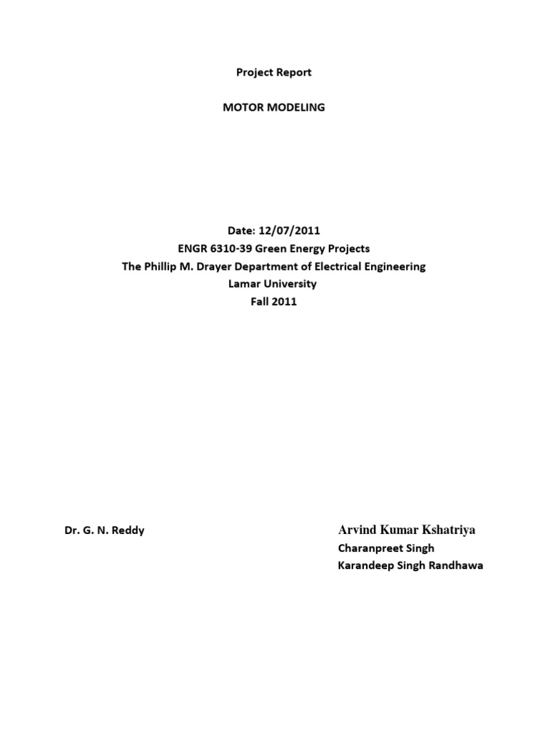 Project Report Motor Modeling | PDF | Logarithm | Equations