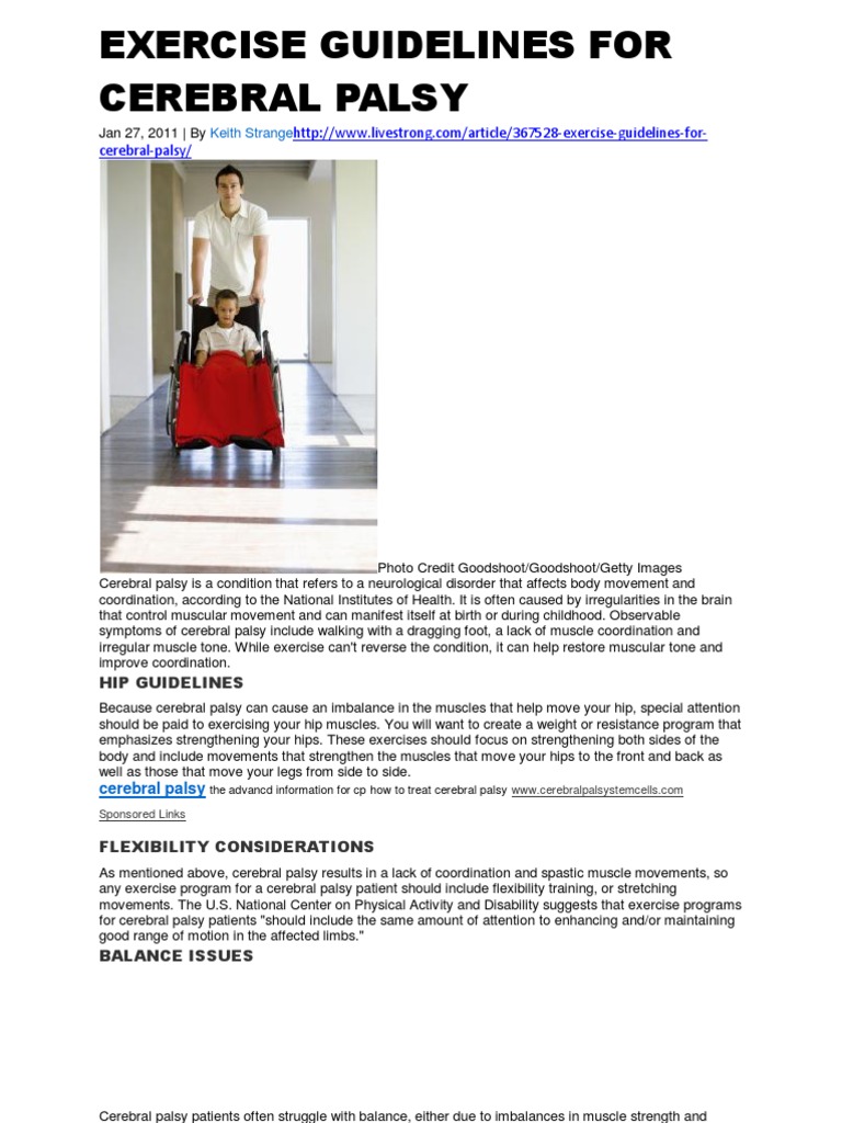 Exercise Guidelines for Cerebral Palsy | Cerebral Palsy | Weight Training